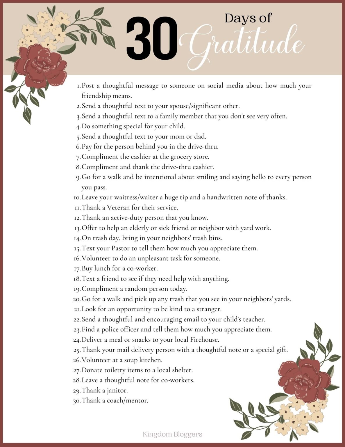 30 Days of Gratitude Challenge (and Free Printable)