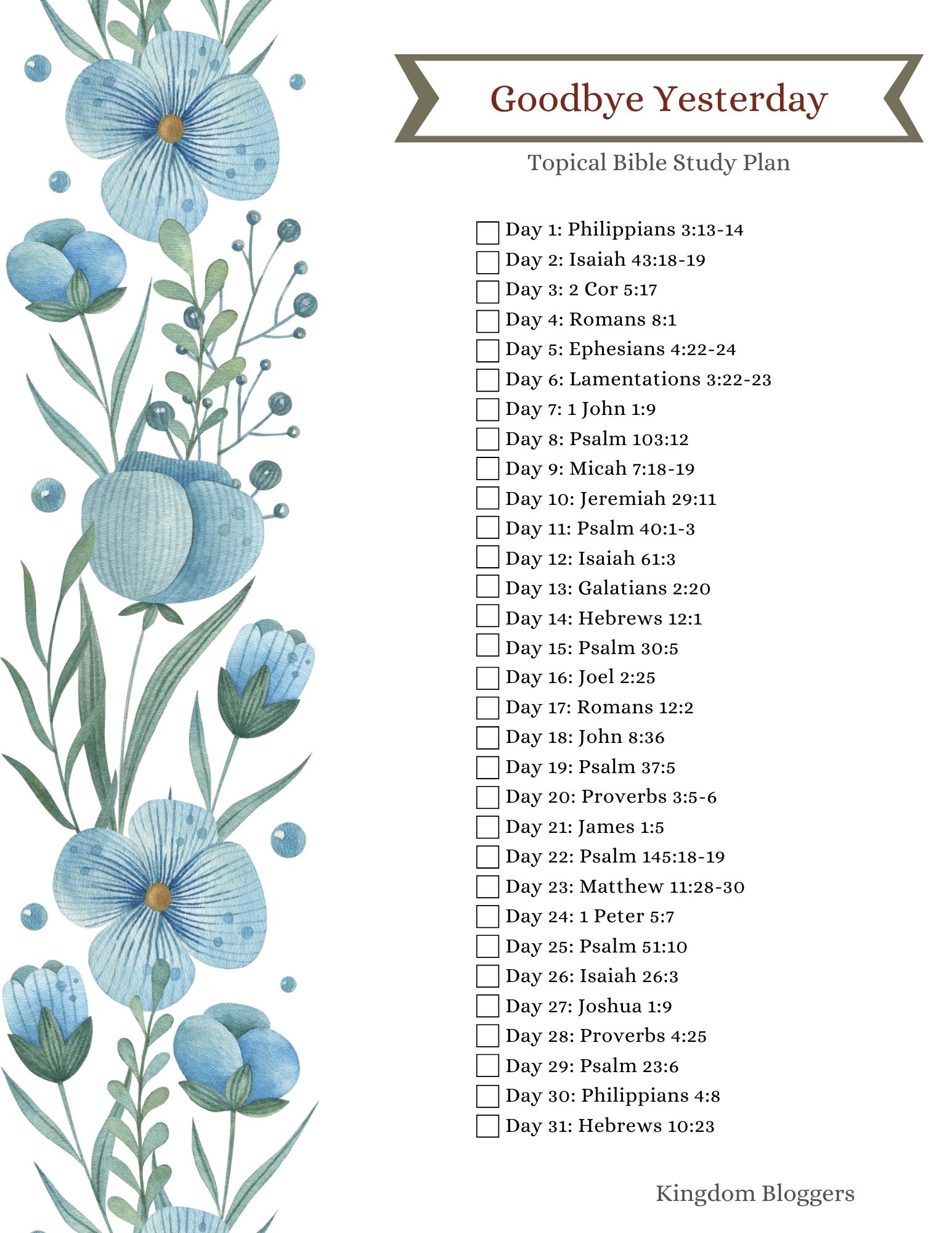 Goodbye Yesterday Bible Reading Plan